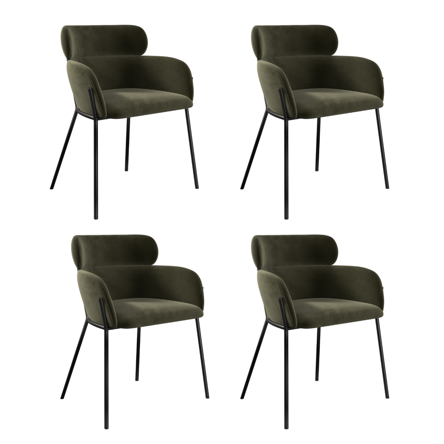 Set of 4 Khaki Green Velvet Dining Chairs Isla Page 1 BuyItDirect.ie